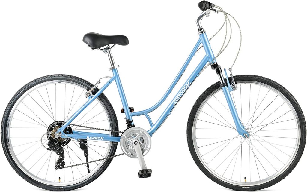 Retrospec Barron Comfort Hybrid Bike 21-Speed Step-Through with Front Suspension and 700c Wheels ...